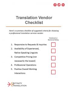 Translation Vendor Selection Checklist | Affinity Translation